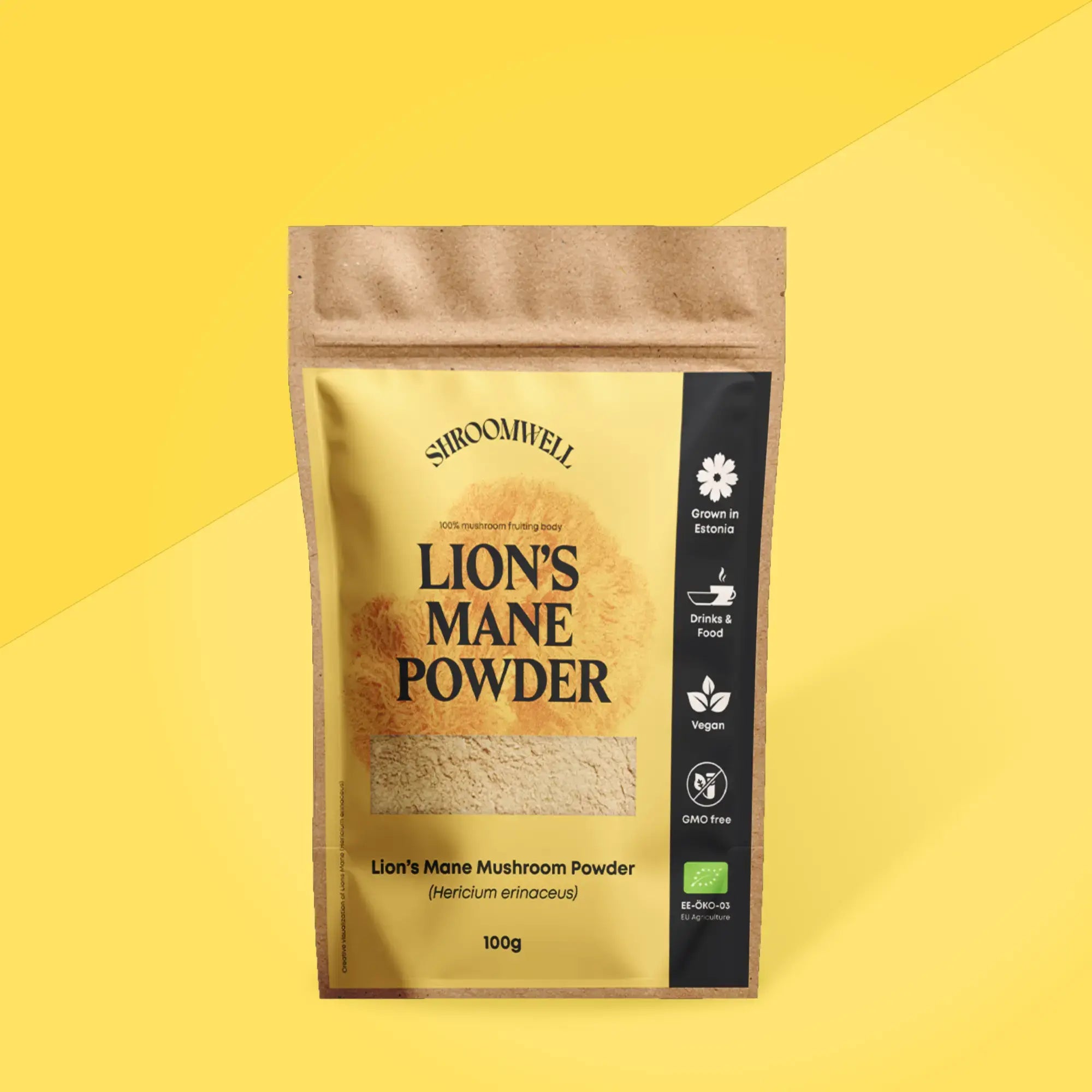 Lion's Mane pulber 100g (Eestis kasvatatud mahe lõvilakk) – Shroomwell